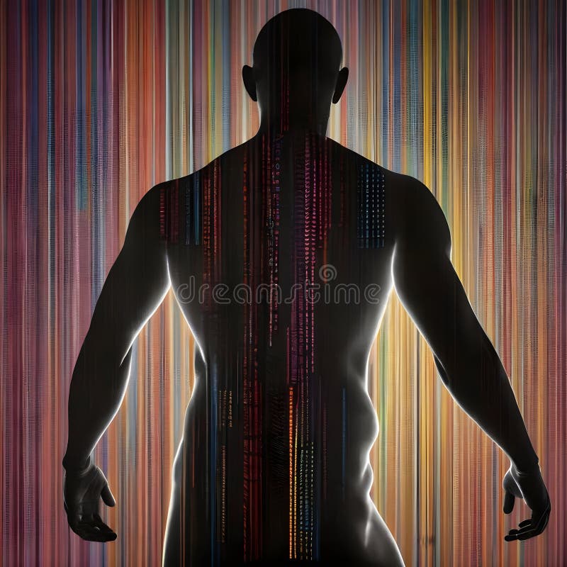 Image of a Vibrant Cascade of Colorful Binary Matrix Code, Forming the ...