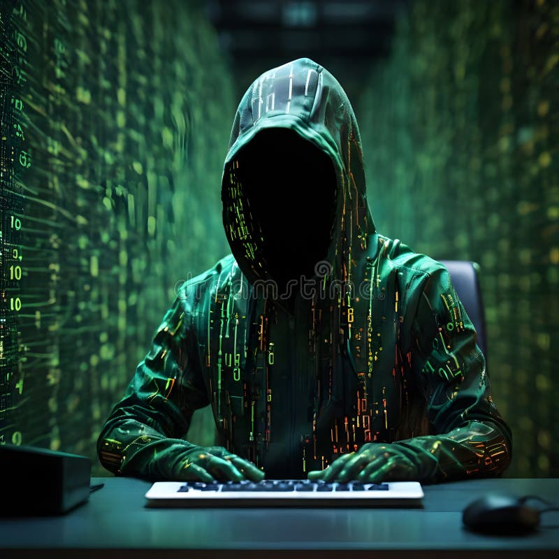 Image of a Vibrant Cascading of Colorful Silhouette Cyber Crime Hacker ...