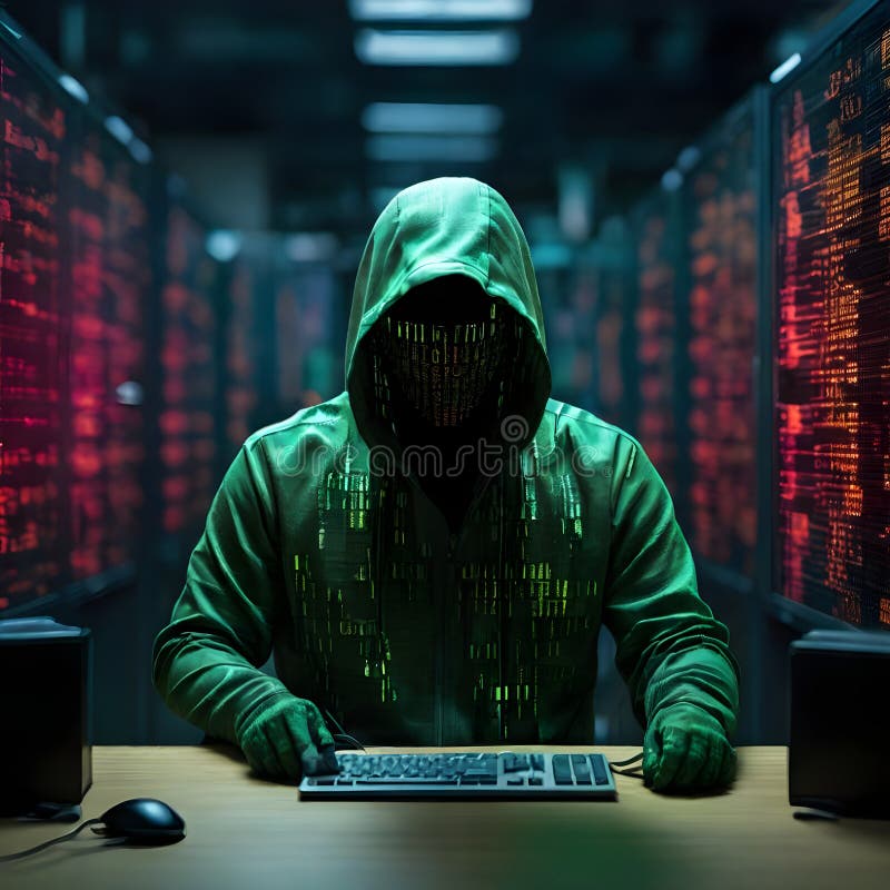 Image of a Vibrant Cascading of Colorful Silhouette Cyber Crime Hacker ...