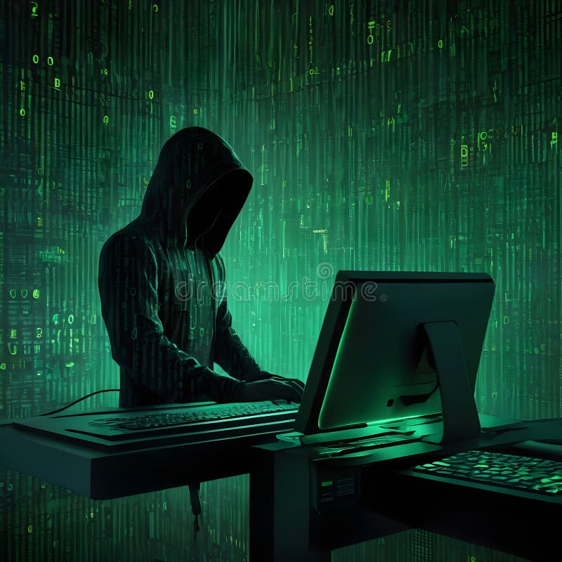 Image of a Vibrant Cascading of Colorful Silhouette Cyber Crime Hacker ...