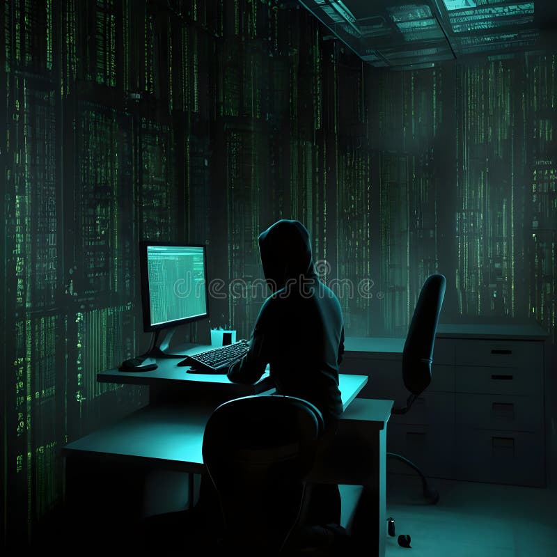 Image of a Vibrant Cascading of Colorful Silhouette Cyber Crime Hacker ...