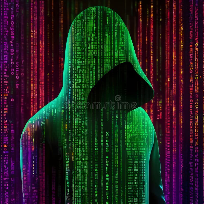 Image of a Vibrant Cascading of Colorful Silhouette Cyber Crime Hacker ...