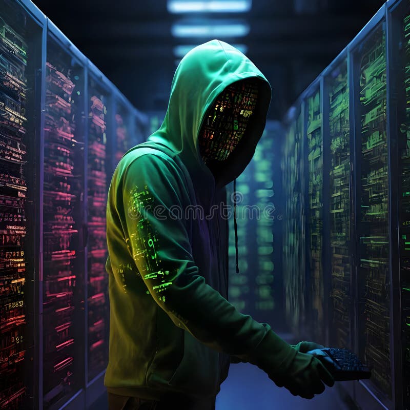 Image of a Vibrant Cascading of Colorful Silhouette Cyber Crime Hacker ...