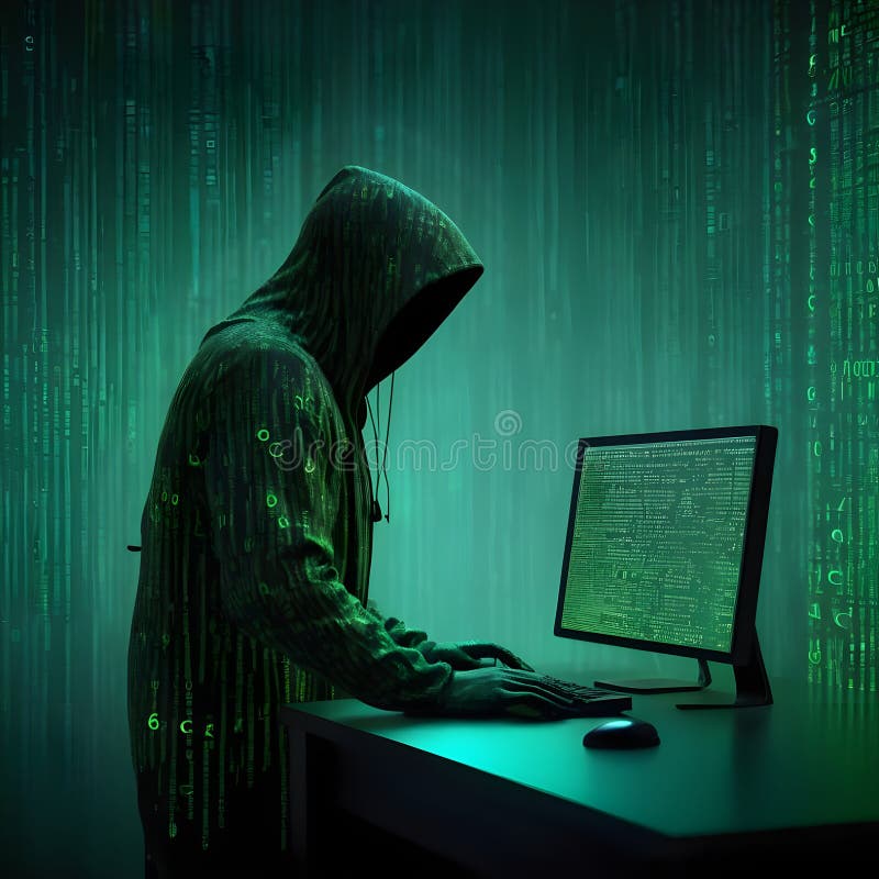 Image of a Vibrant Cascading of Colorful Silhouette Cyber Crime Hacker ...