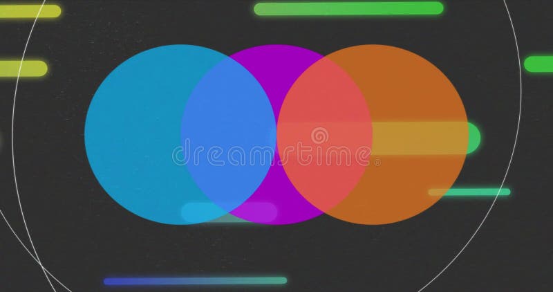 Image of Vibrant Circles and Lines Moving on Black Background Stock ...