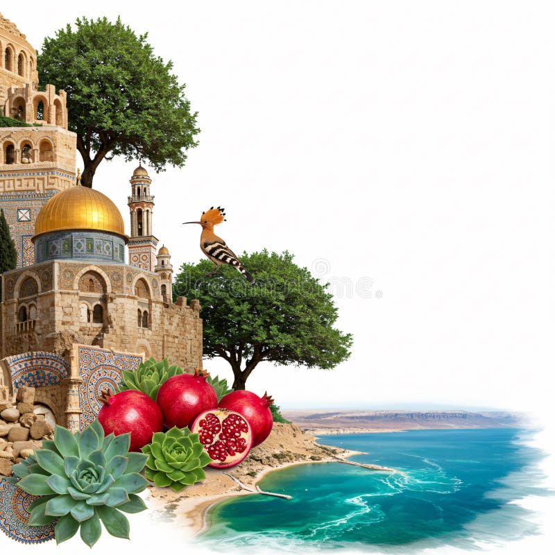Jerusalem, Hoopoe Bird, Dead Sea Collage - Generated Using Ai Stock ...