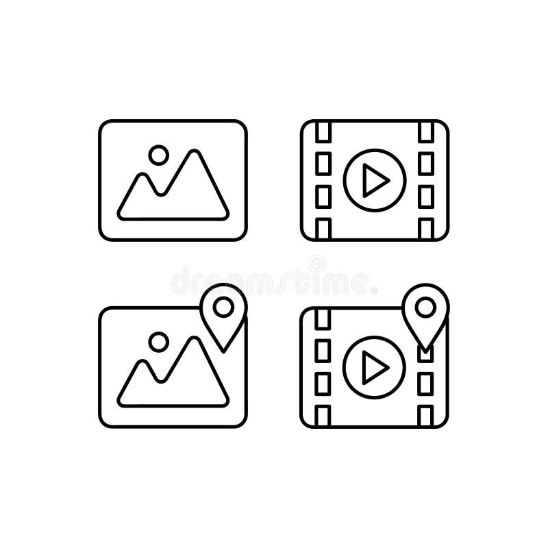 Image and Video Line Icon Design Collection Isolated Stock Vector ...