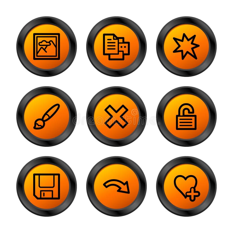 Image Viewer 2 Icons, Orange Stock Vector - Illustration of circle ...