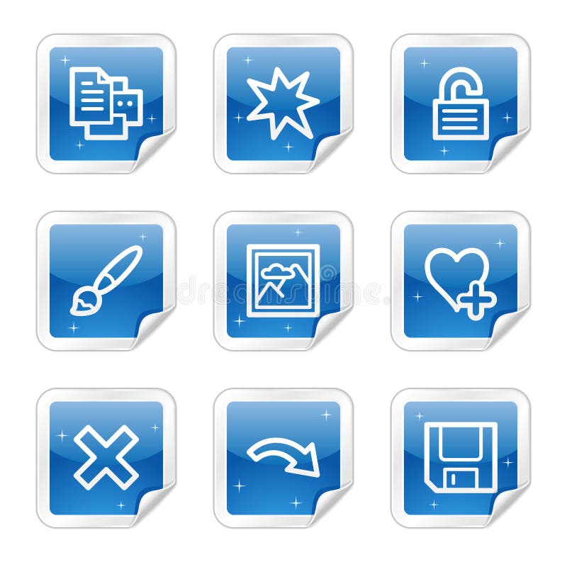 Users Web Icons, Blue Glossy Sticker Series Stock Vector - Illustration ...