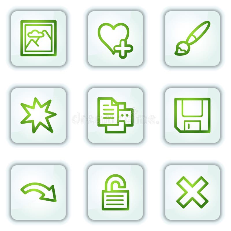 E-mail Web Icons, White Square Buttons Series Stock Vector ...