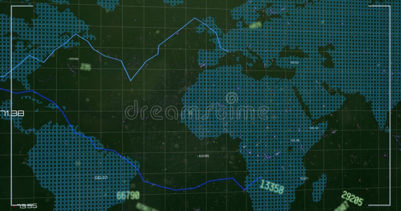 Image of Viewfinder, Data Processing and World Map on Black Background ...