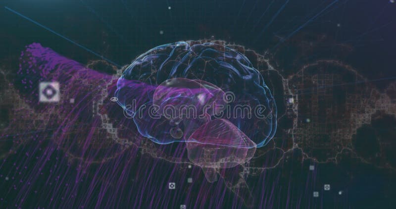 Image of Viewfinders, Human Brain and Dynamic Wave Pattern Over ...