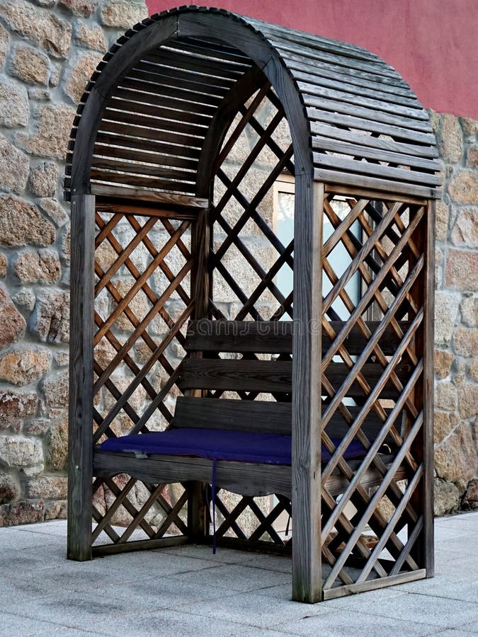 Vintage Bench with Roofing To Relax Stock Image - Image of architecture ...