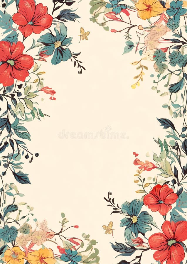 Vintage Floral Pattern Frame 80s Retro Nostalgic Stock Illustration ...