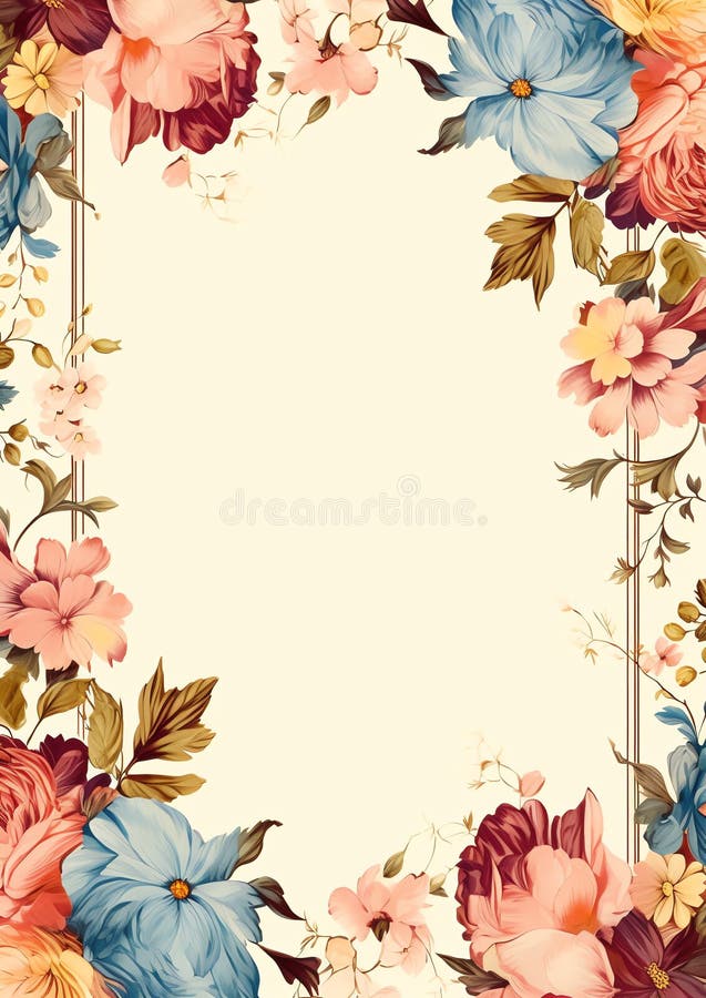 Vintage Floral Pattern Frame 80s Retro Nostalgic Stock Illustration ...