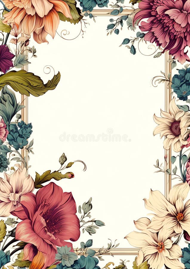 Vintage Floral Pattern 90s Retro Nostalgic Frame Stock Illustration ...