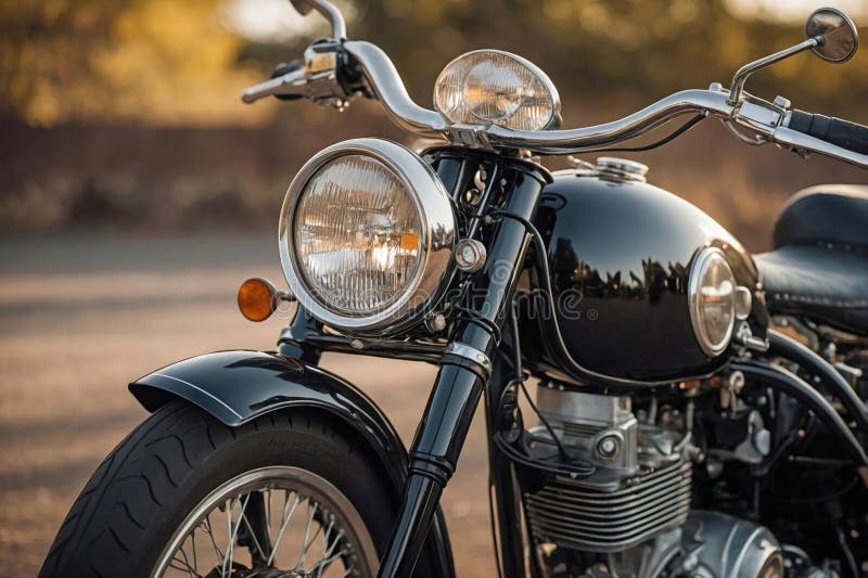 An Image of Vintage Motorcycle Round Headlight Stock Illustration ...