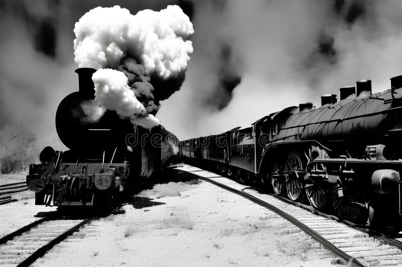 Image of the Vintage Train Chugging Along the Tracks Releasing Its ...