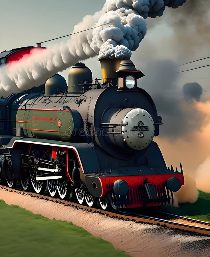 Image of the Vintage Train Chugging Along the Tracks Releasing Its ...