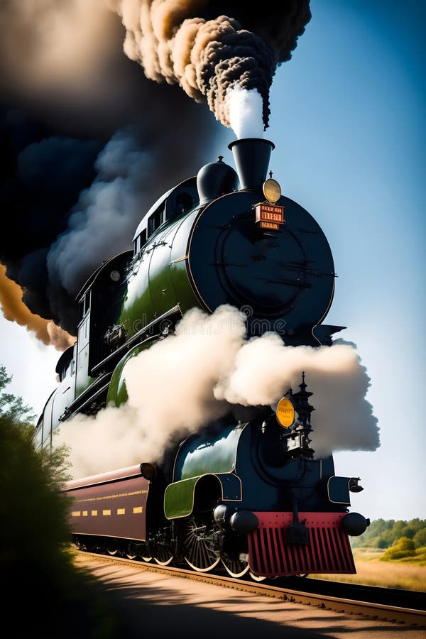Image of the Vintage Train Chugging Along the Tracks Releasing Its ...