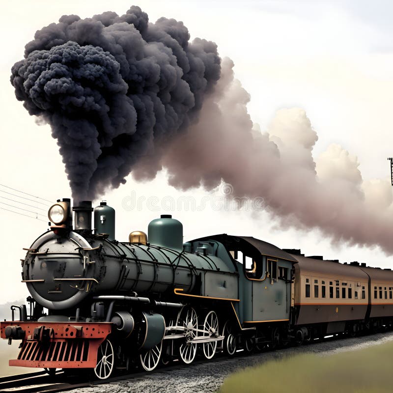 Image of the Vintage Train Chugging Along the Tracks Releasing Its ...