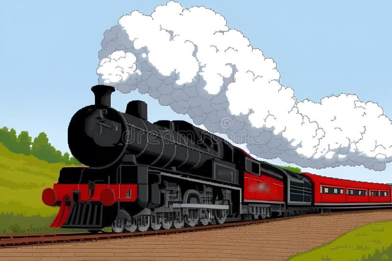 Image of the Vintage Train Chugging Along the Tracks Releasing Its ...