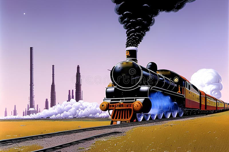 Image of the Vintage Train Chugging Along the Tracks Releasing Its ...