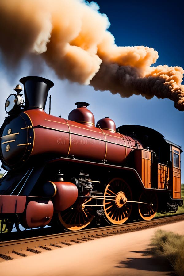 Image of the Vintage Train Chugging Along the Tracks Releasing Its ...