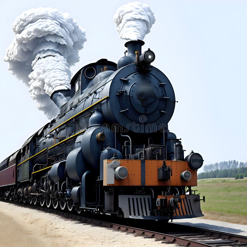 Image of the Vintage Train Chugging Along the Tracks Releasing Its ...