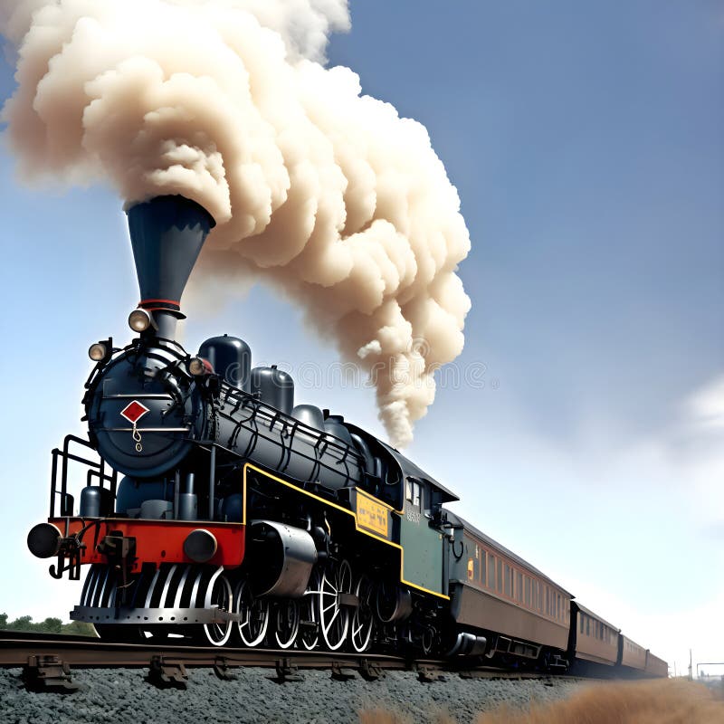 Image of the Vintage Train Chugging Along the Tracks Releasing Its ...