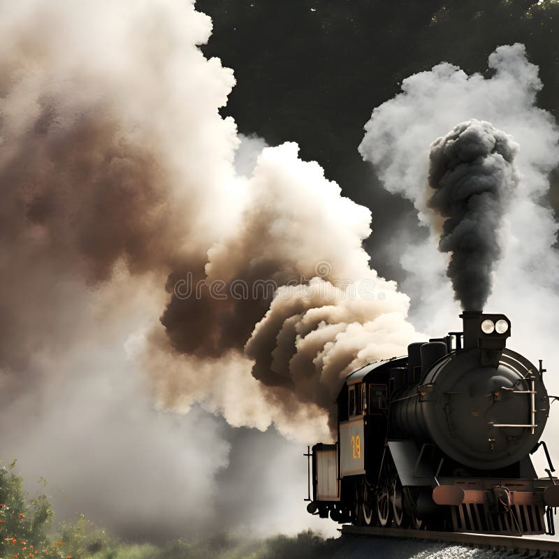 Image of the Vintage Train Chugging Along the Tracks Releasing Its ...