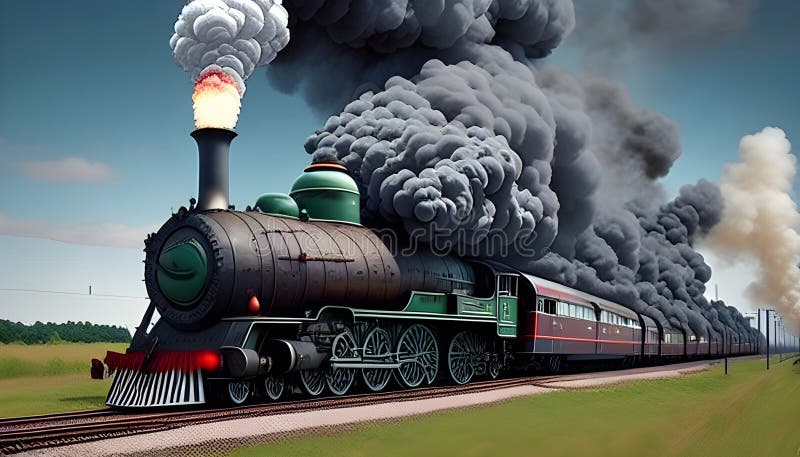 Image of the Vintage Train Chugging Along the Tracks Releasing Its ...