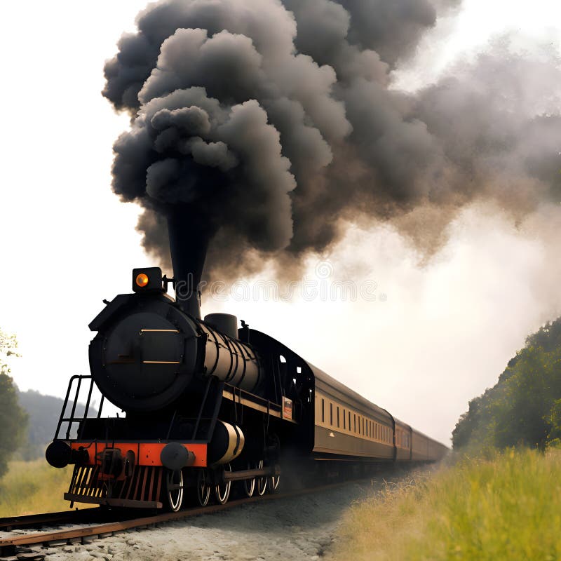 Image of the Vintage Train Chugging Along the Tracks Releasing Its ...