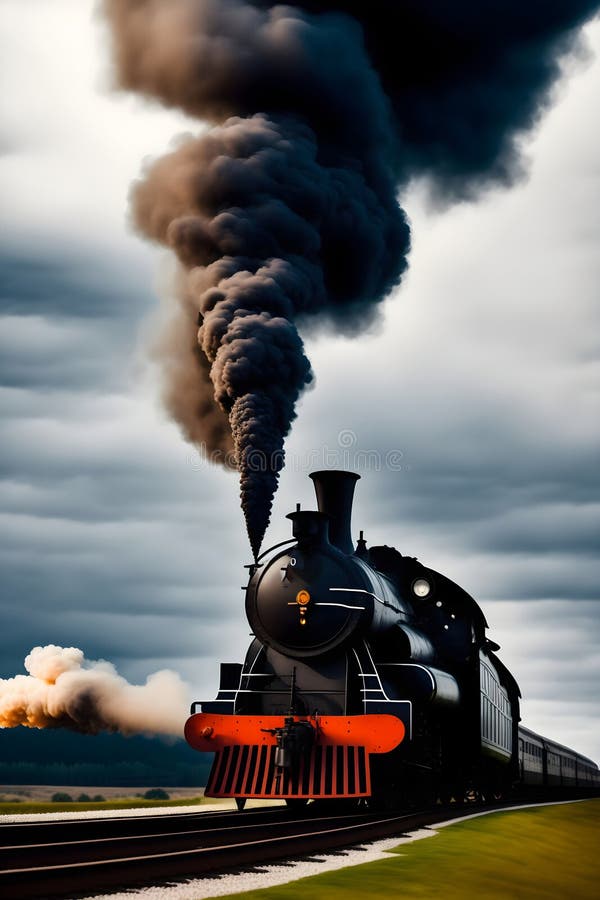 Image of the Vintage Train Chugging Along the Tracks Releasing Its ...