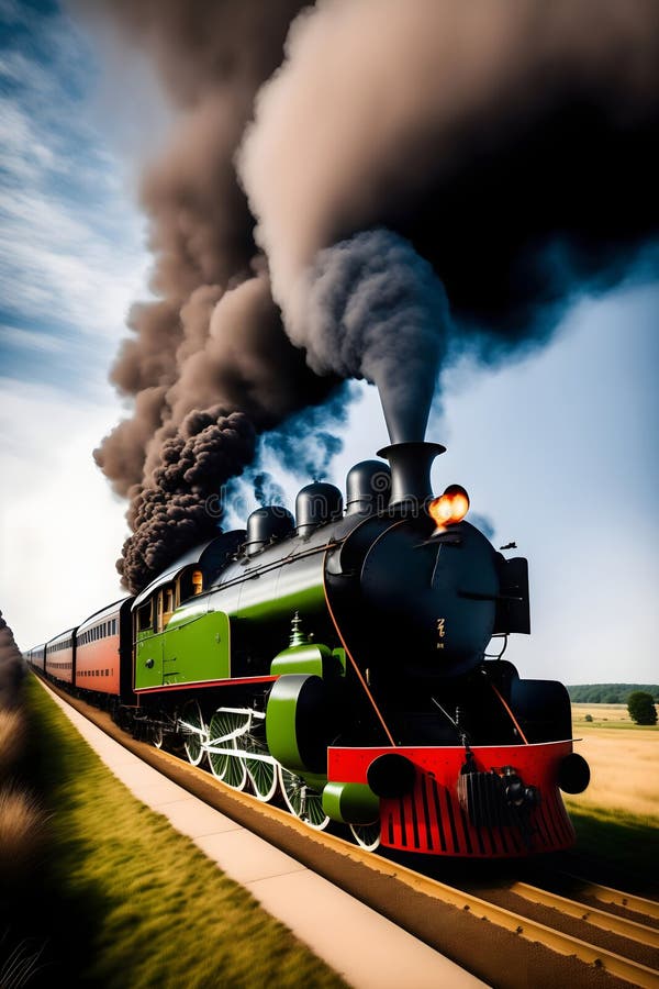 Image of the Vintage Train Chugging Along the Tracks Releasing Its ...