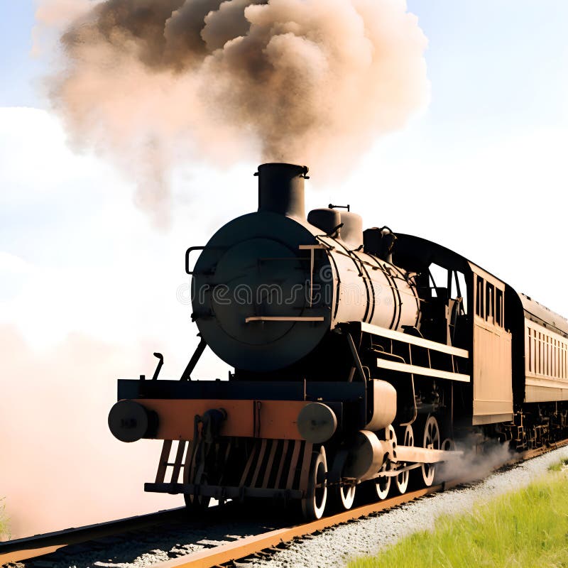 Image of the Vintage Train Chugging Along the Tracks Releasing Its ...