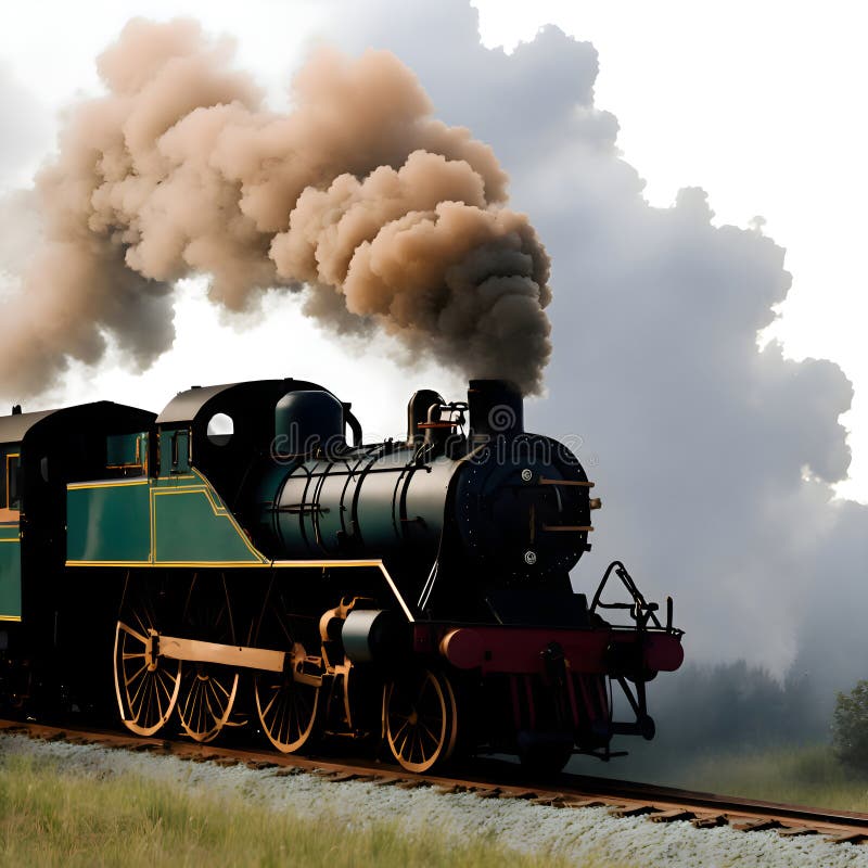Image of the Vintage Train Chugging Along the Tracks Releasing Its ...