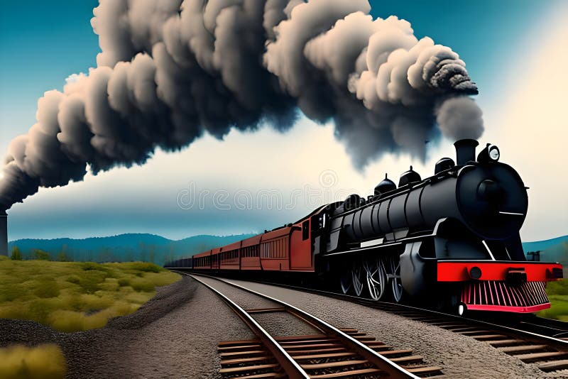 Image of the Vintage Train Chugging Along the Tracks Releasing Its ...