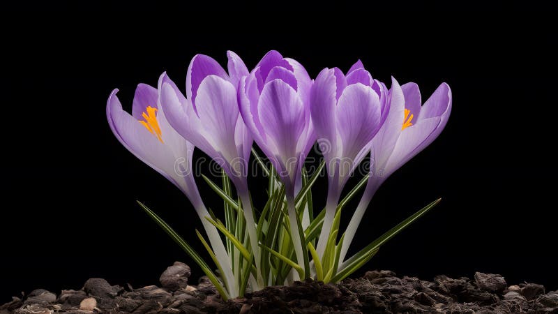 Image Violet Crocus Spring Flower Isolated on Black Background ...
