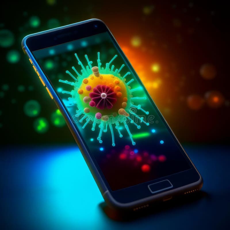 Image of a Virus Cell on a Phone Screen. Stock Illustration ...