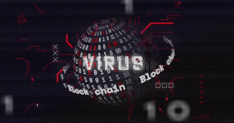 Image of Virus Text Over Digital Data Processing and Binary Coding Globe Stock Image - Image of ...
