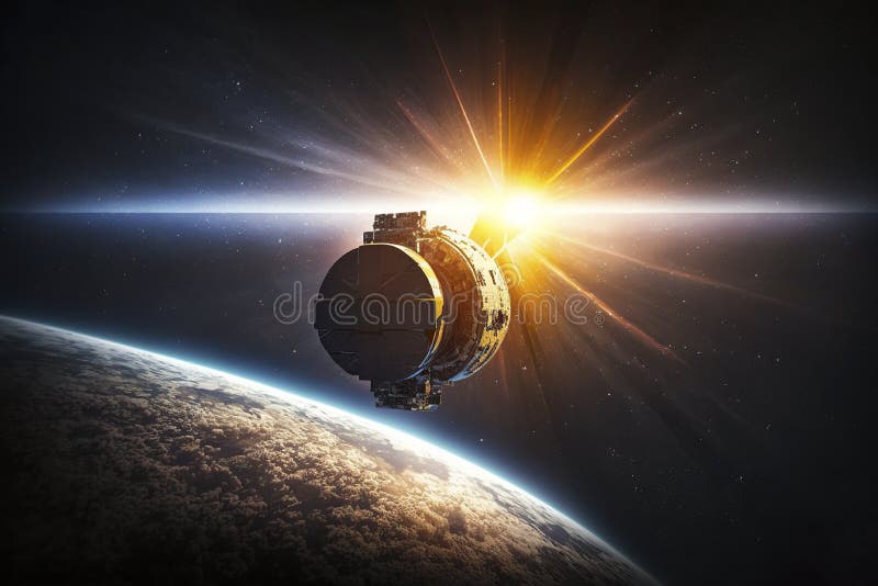 Image, Vision of a Satellite in Space Illuminated by Glare, Generative ...