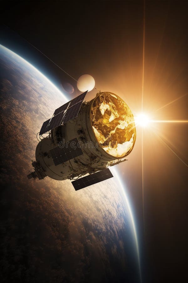 Image, Vision of a Satellite in Space Illuminated by Glare, Generative ...