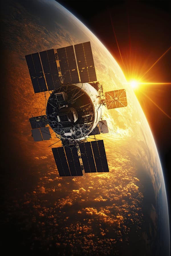 Image, Vision of a Satellite in Space Illuminated by Glare, Generative ...