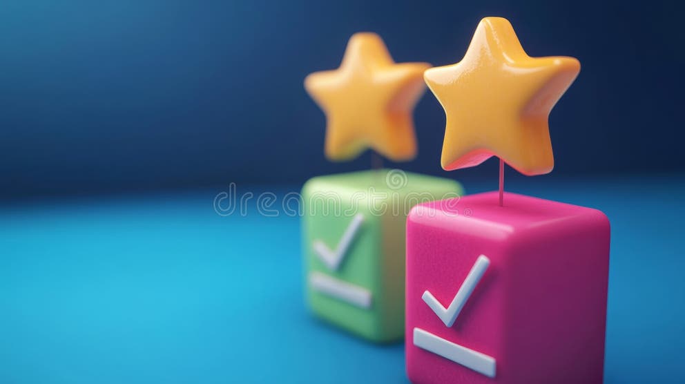 Performance Review Colorful Stars and Checkmarks Illustrating ...