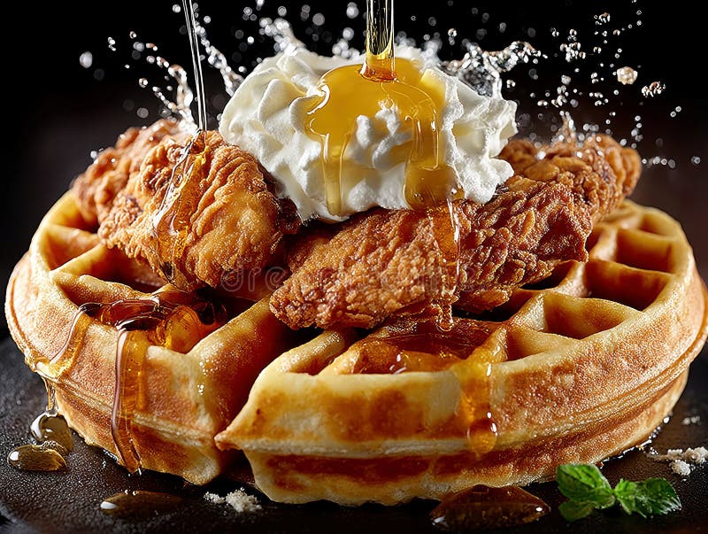 Image of a Visually Appealing Breakfastbrunch Dish Crispy Fried Chicken ...