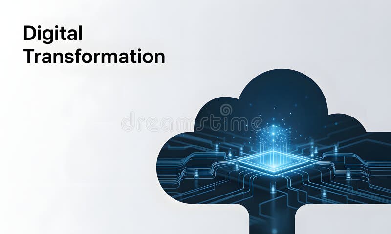 Digital Transformation in the Cloud Stock Illustration - Illustration of furniture, advertising ...