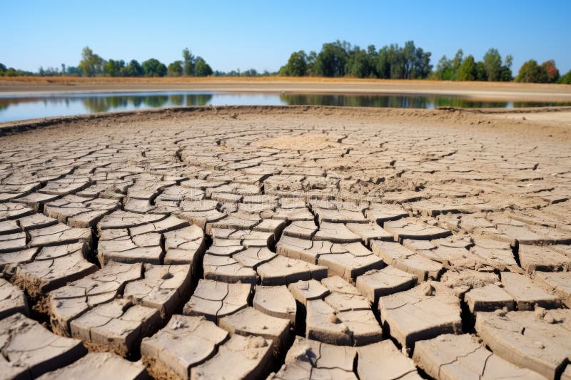 Parched Cracked Earth Due To Prolonged Drought Conditions Under ...