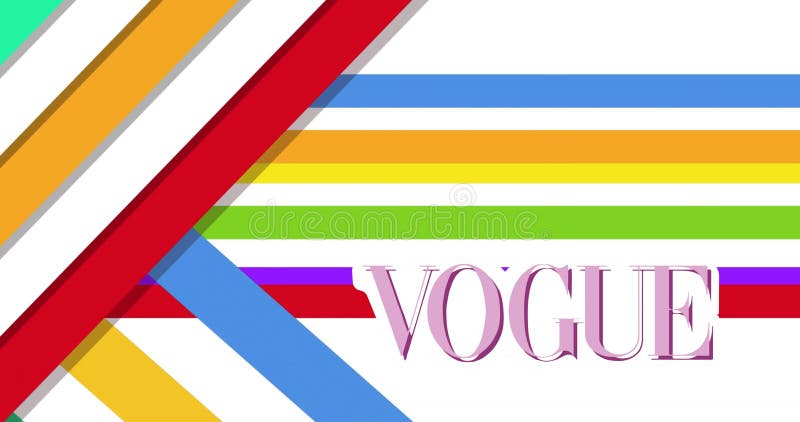 Image of Vogue Text Over Colourful Stripes on White Background Stock ...