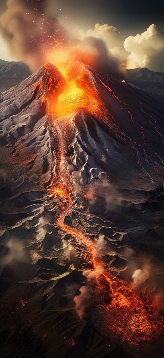 Image of a Volcano Blast View Generative AI Stock Illustration ...